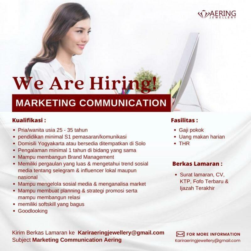 Lowongan Kerja Marketing Communication - Content Creator di Aering Jewellery - LokerJogja.ID