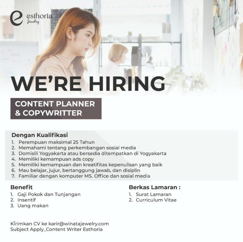 Lowongan Kerja Content Planner & Copywriter di Esthoria Jewelry - LokerJogja.ID