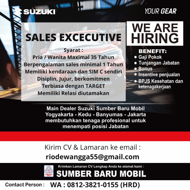 Lowongan Kerja Sales Excecutive di PT. Sumber Baru Trada Motor ...