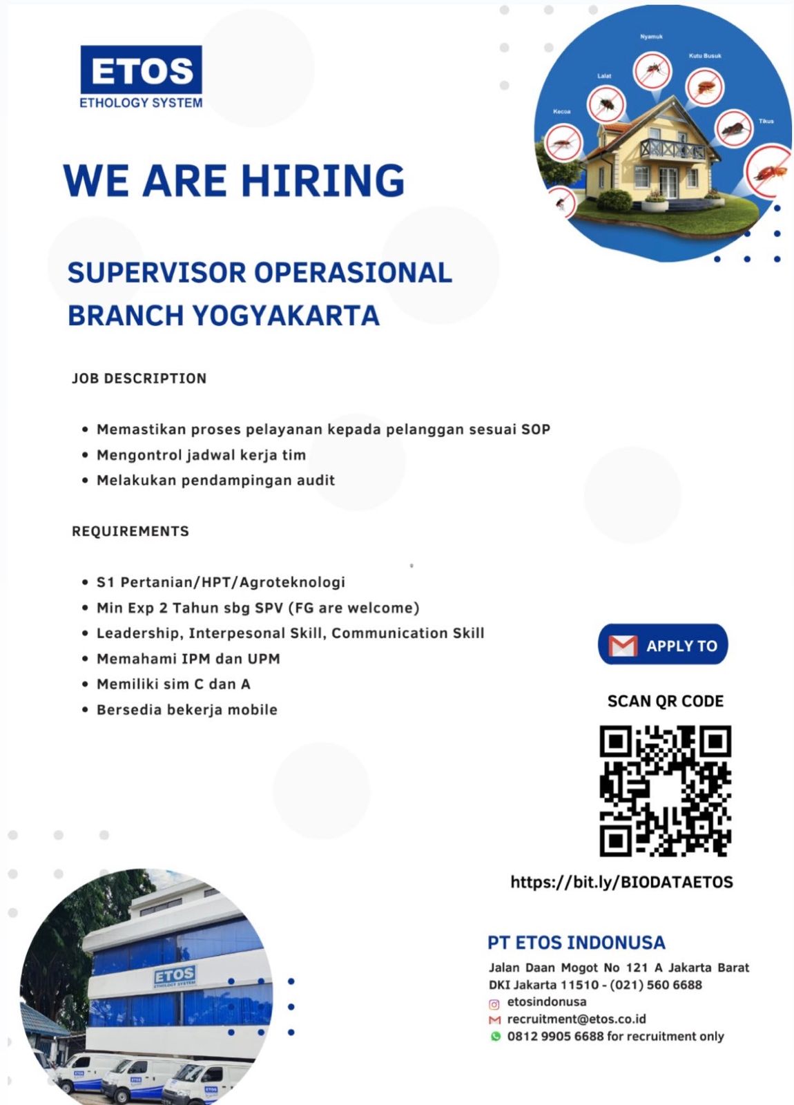 Lowongan Kerja Supervisor Operasional di PT. ETOS Indonusa - LokerJogja.ID