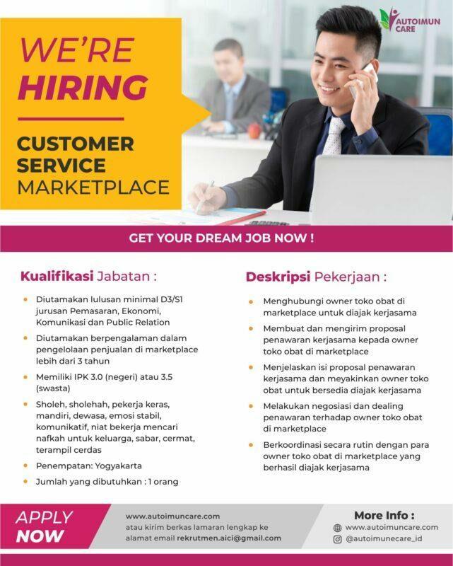 Lowongan Kerja Customer Service Marketplace di Autoimun Care & Diera ...