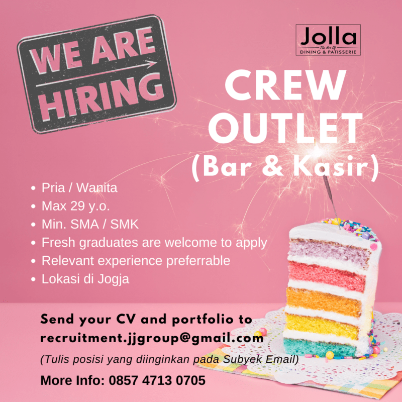 Lowongan Kerja Crew Outlet (Barista & Kasir) di Jolla Group - LokerJogja.ID