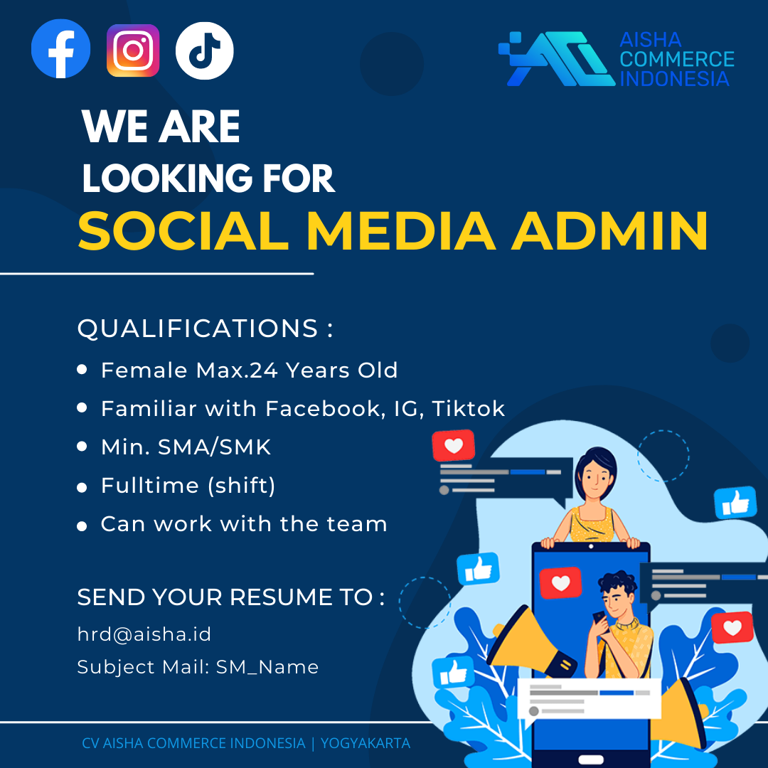Lowongan Kerja Social Media Admin di CV. Aisha Commerce Indonesia (aishastore.id) - LokerJogja.ID