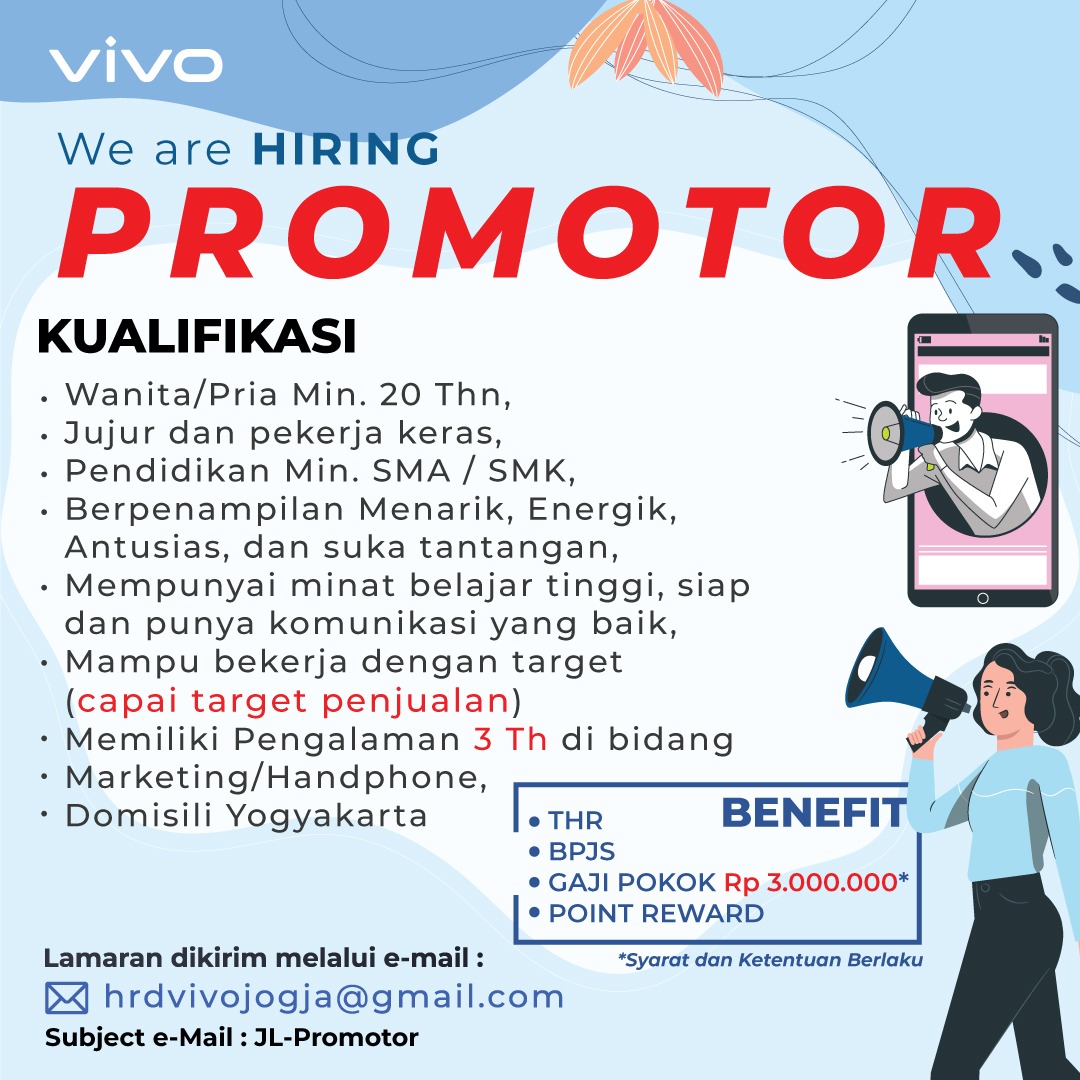 Lowongan Kerja Promotor di PT. Zhi Sheng Indonesia (VIVO Cab.Yogyakarta) - LokerJogja.ID