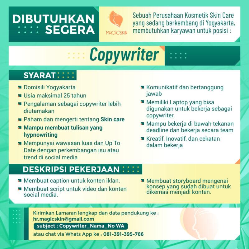 Lowongan Kerja Copywriter - Talent Host Live - Sales Merchandiser (SMD ...