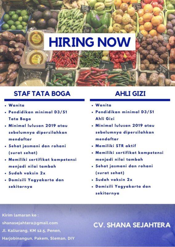 Lowongan Kerja Staff Tata Boga - Ahli Gizi di CV. Shana Sejahtera ...