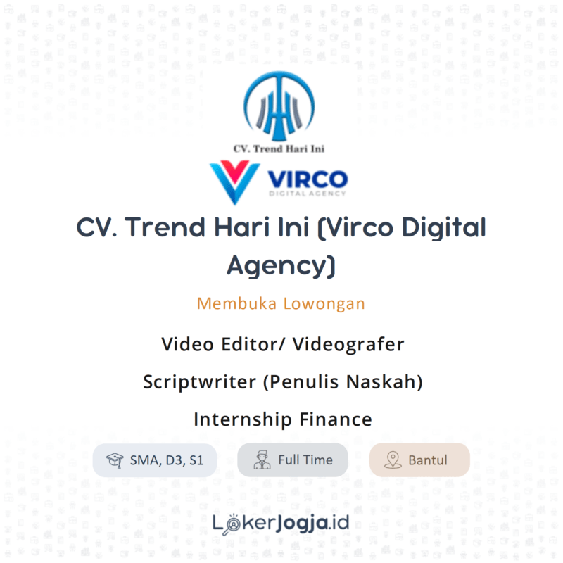 Lowongan Kerja Video Editor/ Videografer - Scriptwriter (Penulis Naskah ...