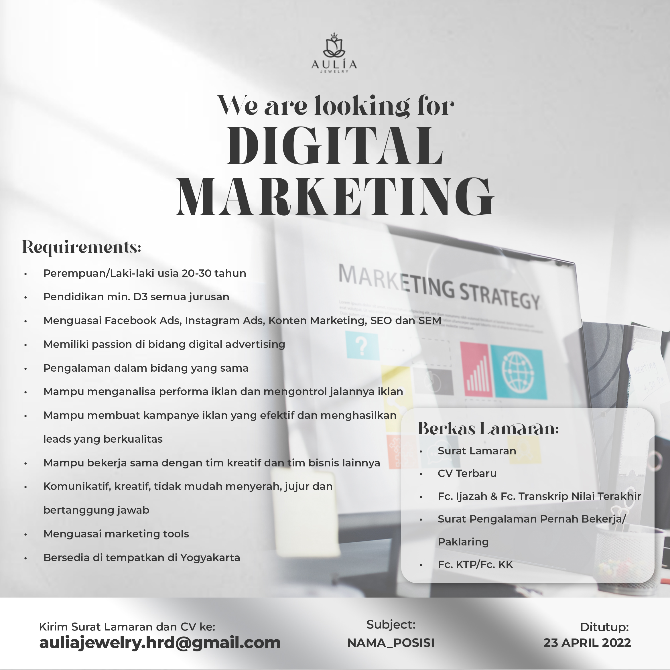 Lowongan Kerja Digital Marketing - Content Creator di Aulia Jewelry - LokerJogja.ID