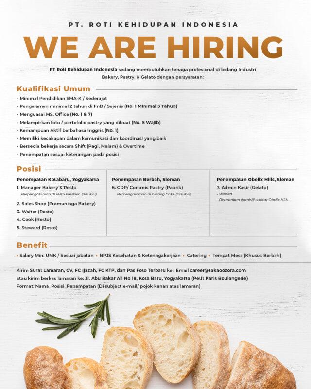 Lowongan Kerja Manager Bakery & Resto - Sales Shop (Pramuniaga Bakery) - Waiter (Resto) - Cook ...