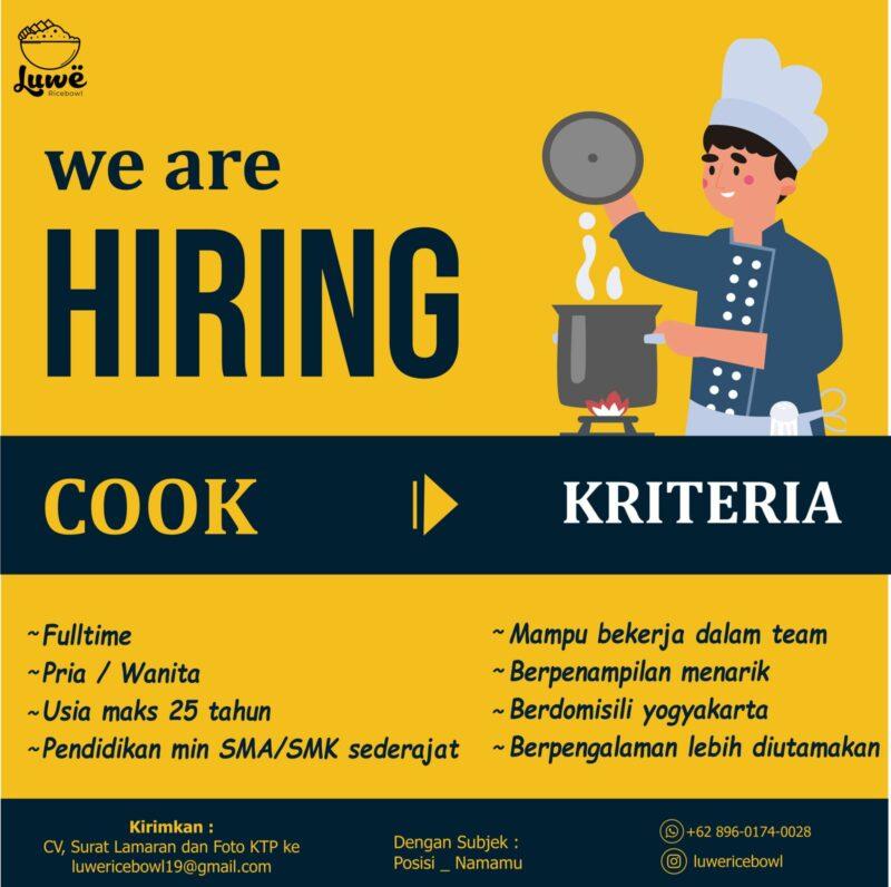 Lowongan Kerja Cook (Koki) di Luwe Ricebowl - LokerJogja.ID