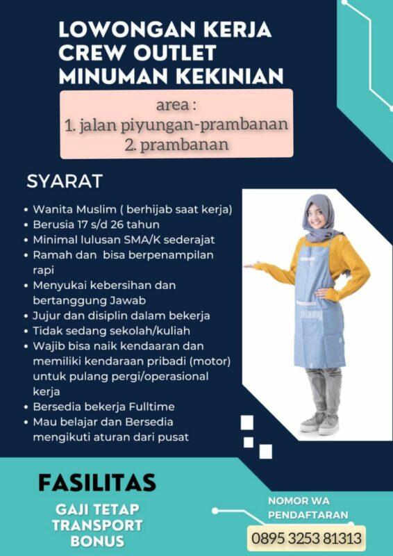 Lowongan Kerja Crew Outlet di Minuman Kekinian - LokerJogja.ID