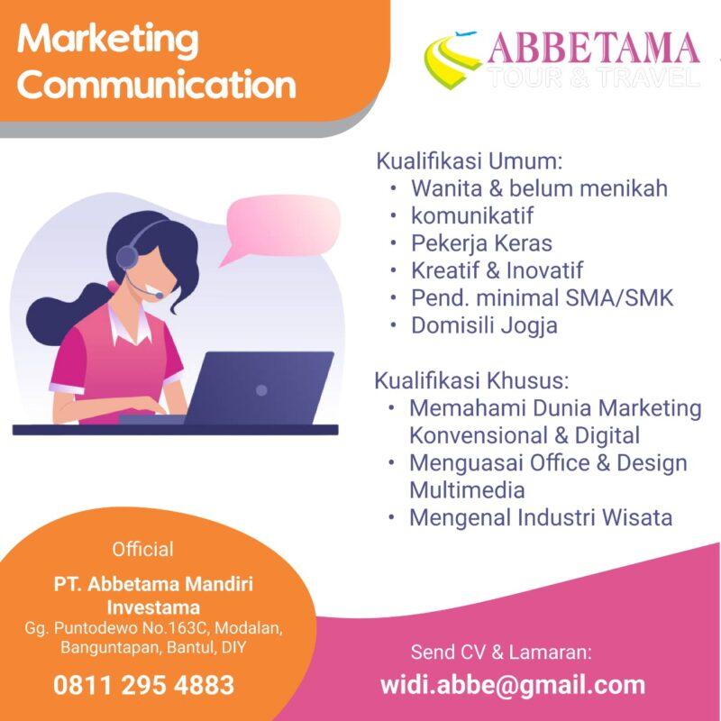 Lowongan Kerja Marketing Communication di PT. Abbetama Mandiri Investama - LokerJogja.ID