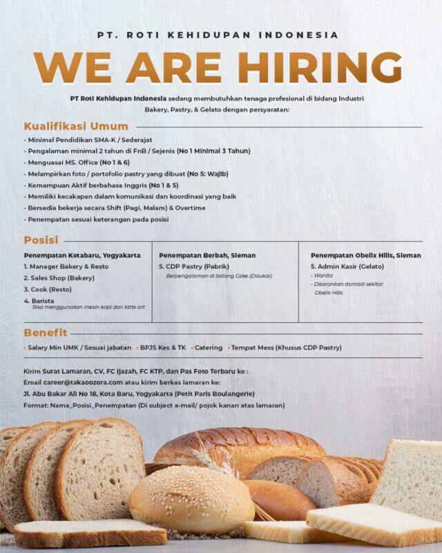 Lowongan Kerja Manager Bakery & Resto - Sales Shop (Bakery) - Cook ...