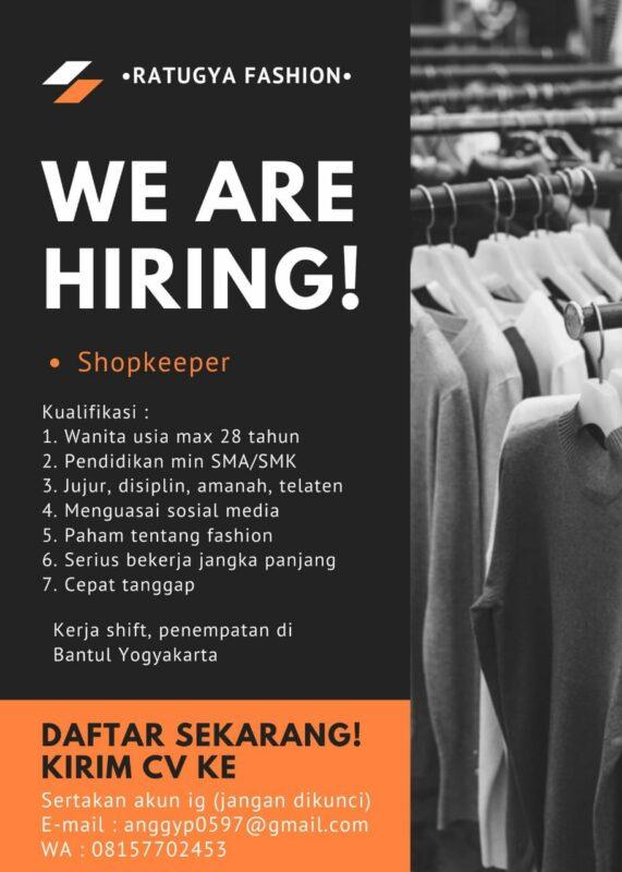 Lowongan Kerja Shopkeeper di Ratugya Fashion - LokerJogja.ID