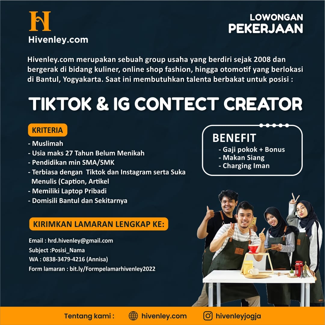 Lowongan Kerja Tiktok & IG Content Creator - Content Creator - Facebook ...