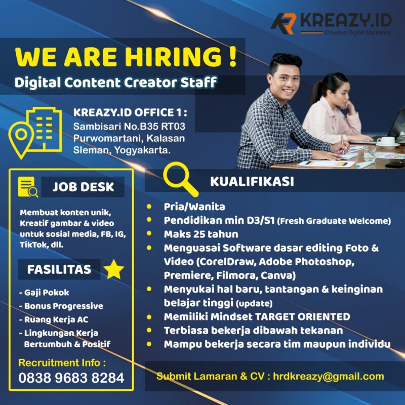 Lowongan Kerja Digital Advertiser Staff - Digital Content Creator Staff - Customer Service Deal ...