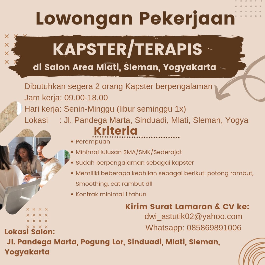 Lowongan Kerja Kapster/Terapis - Guru Les Privat - ART di Dwi Astutik - LokerJogja.ID