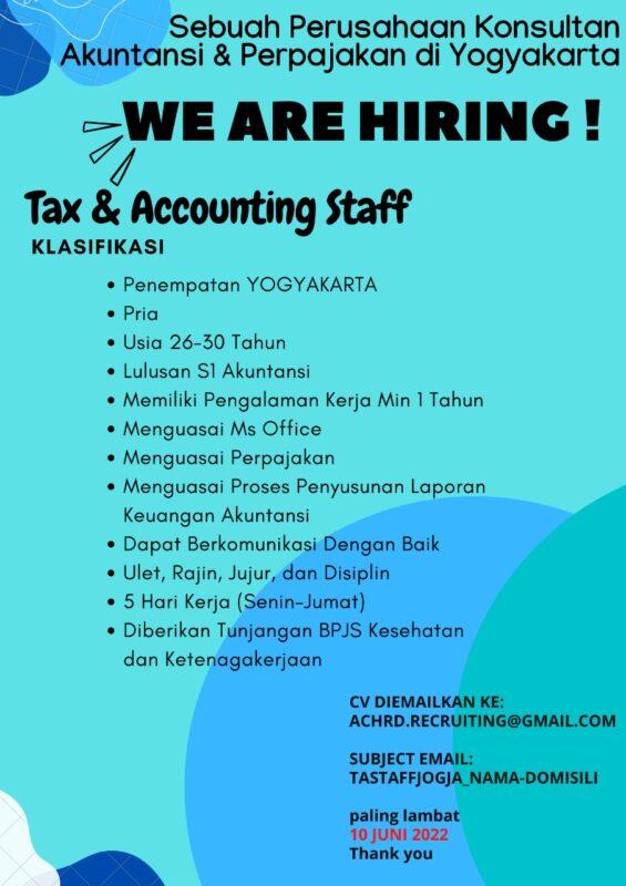Lowongan Kerja Tax Accounting Staff Di Ac Lokerjogja Id