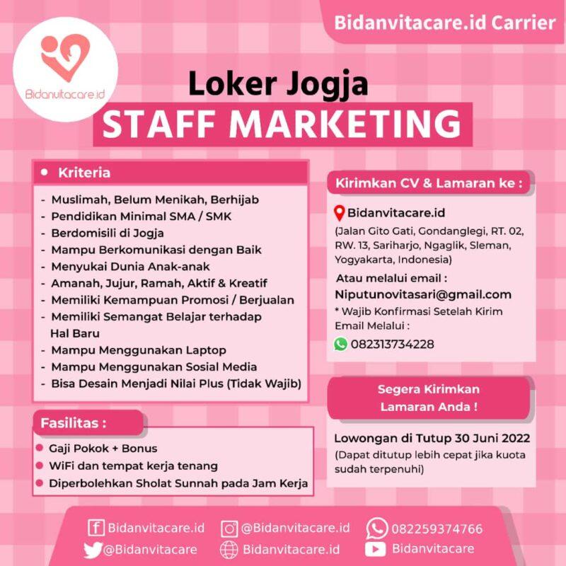 Lowongan Kerja Staff Marketing di Bidanvitacare.id - LokerJogja.ID