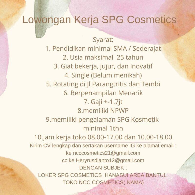 Lowongan Kerja SPG Kosmetik di Ncc Cosmetics - LokerJogja.ID