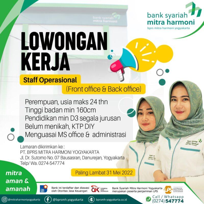 Lowongan Kerja Staff Operasional (Front Office & Back Office) di PT ...