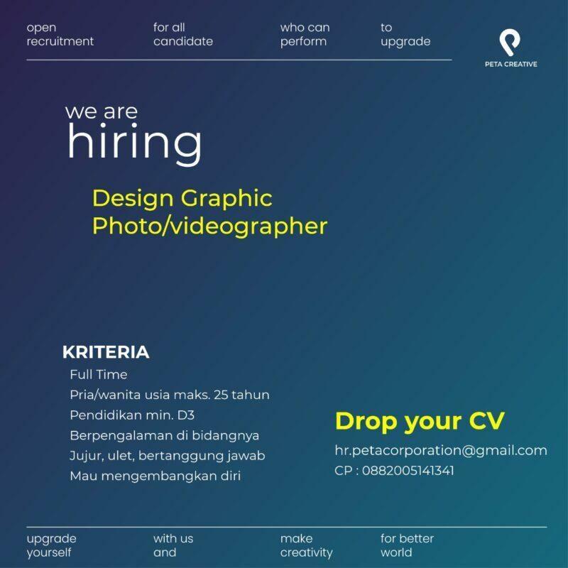 Lowongan Kerja Design Graphic - Photo/Videographer - Account Executive di Peta Creative ...