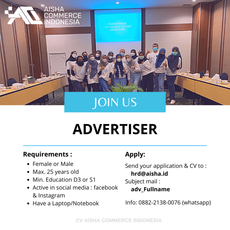 Lowongan Kerja Advertiser di CV. Aisha Commerce Indonesia - LokerJogja.ID