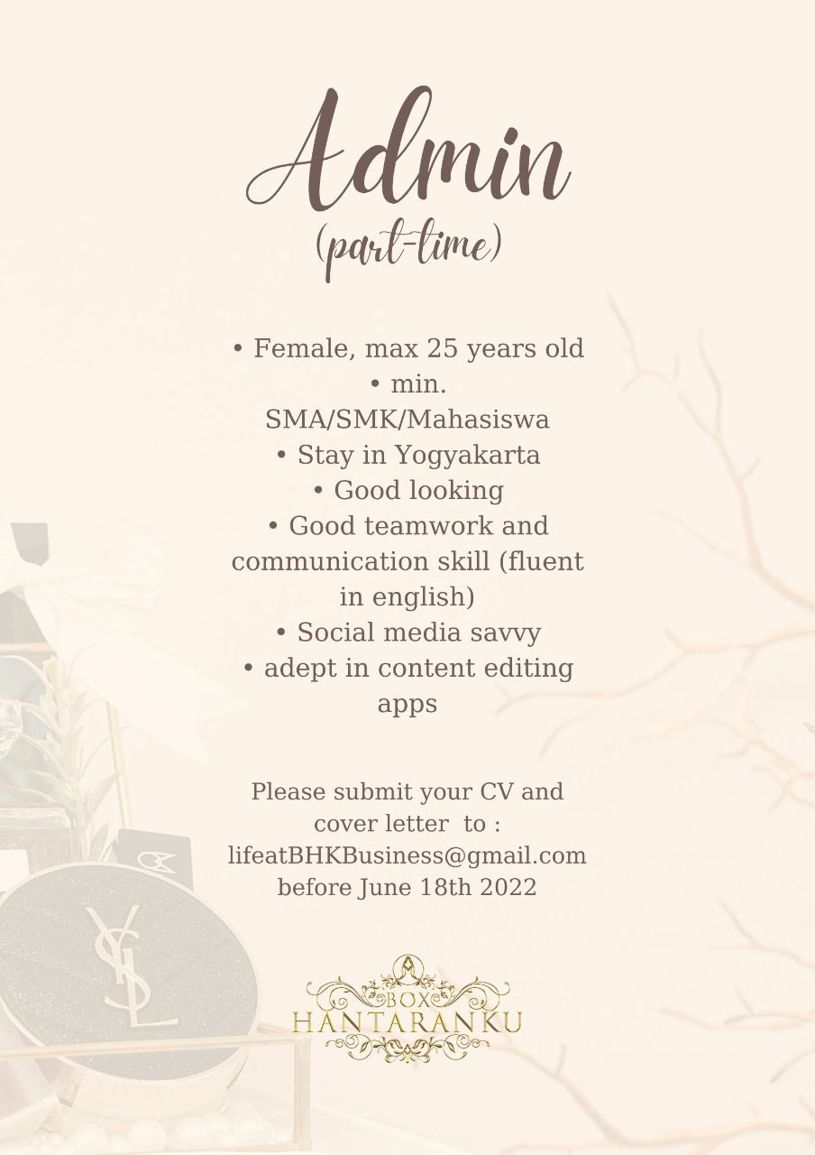Lowongan Kerja Admin (Part Time) - Production team (Part Time) di Box ...