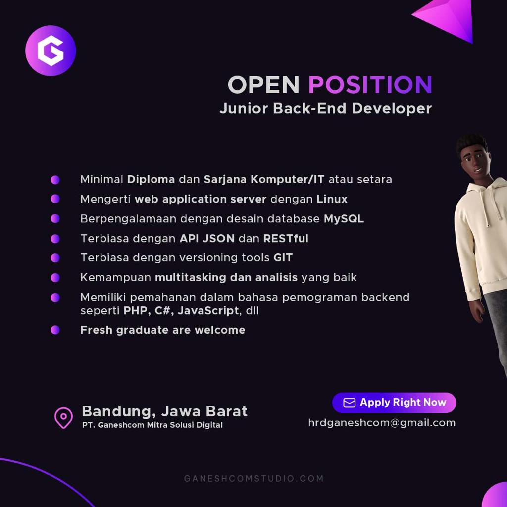 Lowongan Kerja Junior Back End Developer - System Analyst di PT ...