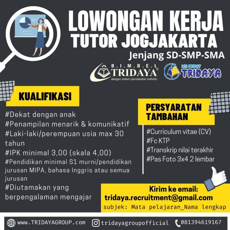 Lowongan Kerja Tutor di Bimbel Tridaya - LokerJogja.ID