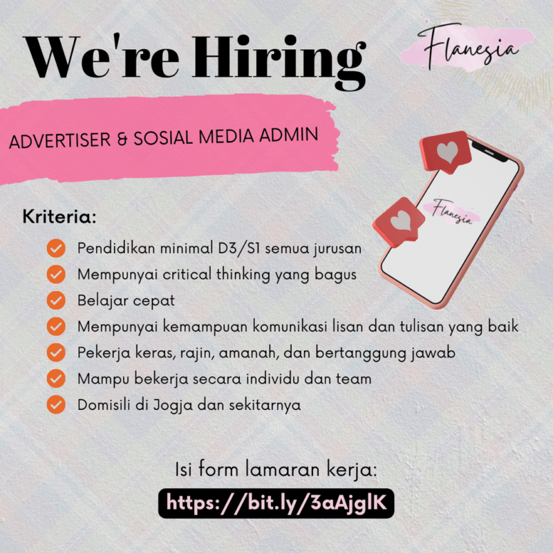 Lowongan Kerja Advertiser - Sosial Media Admin di Flanesia - LokerJogja.ID