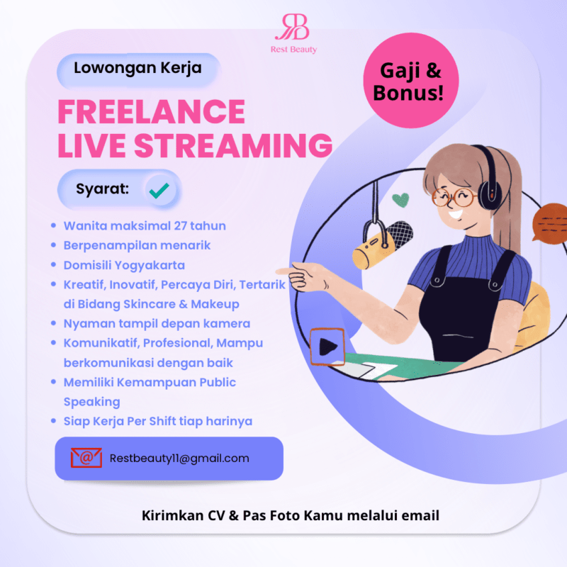 Lowongan Kerja Freelance Live Streaming di Rest Beauty - LokerJogja.ID