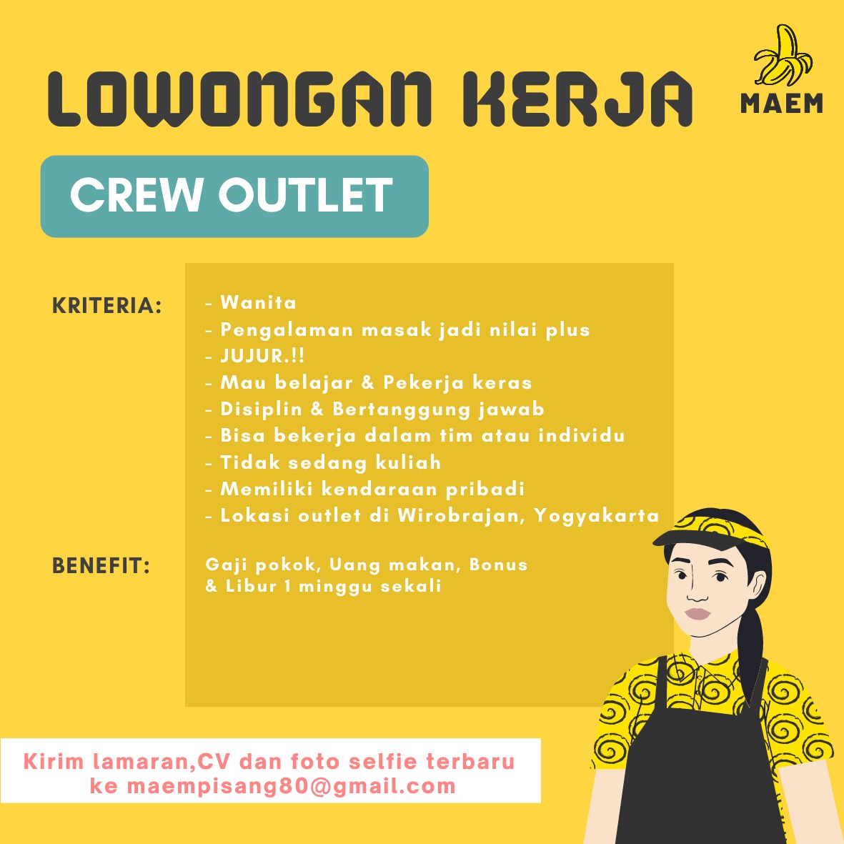 Lowongan Kerja Crew Outlet di Maem - LokerJogja.ID