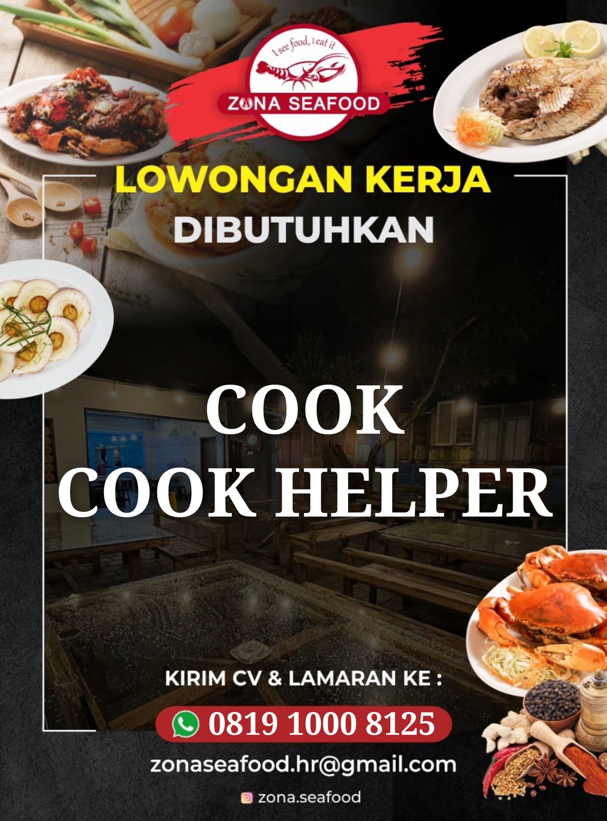 Lowongan Kerja Cook (Chinese Food) - Cook Helper di Zona Seafood ...