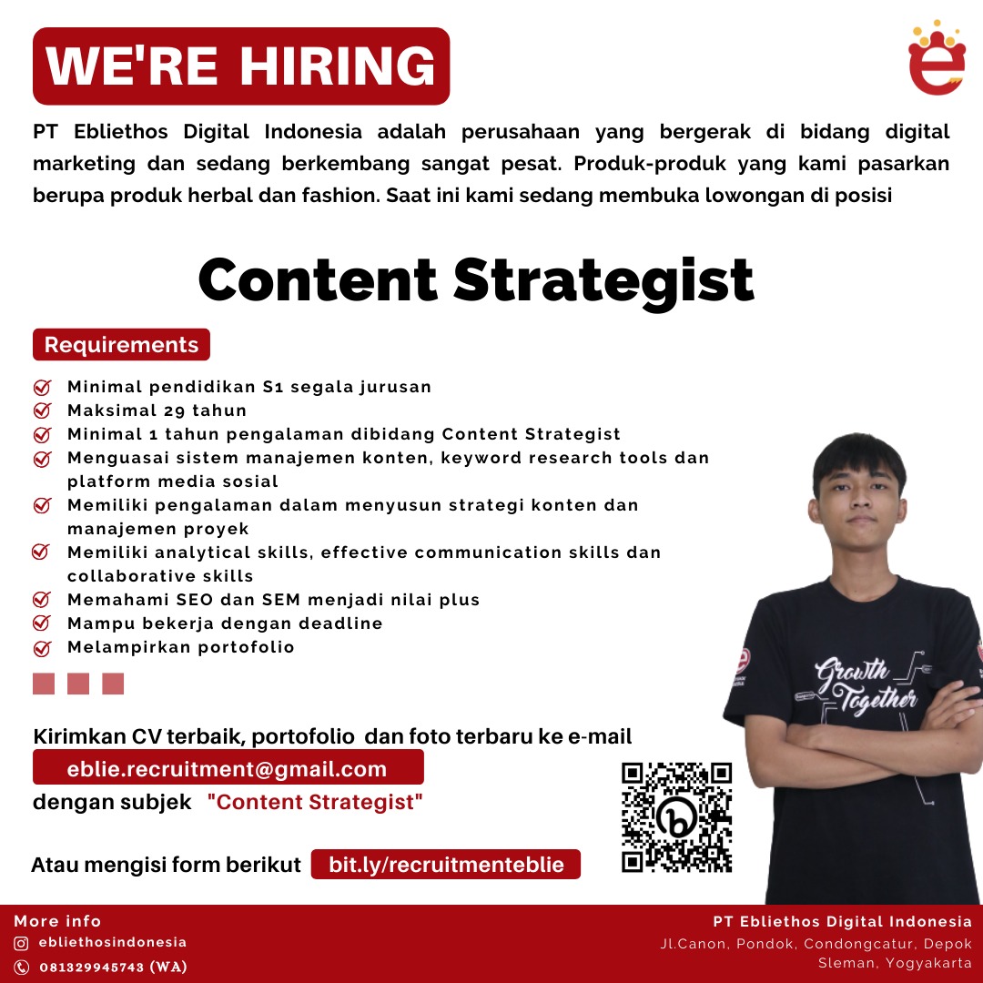 Lowongan Kerja Content Strategist - Desain Grafis Multimedia - Content Creator di PT. Ebliethos ...