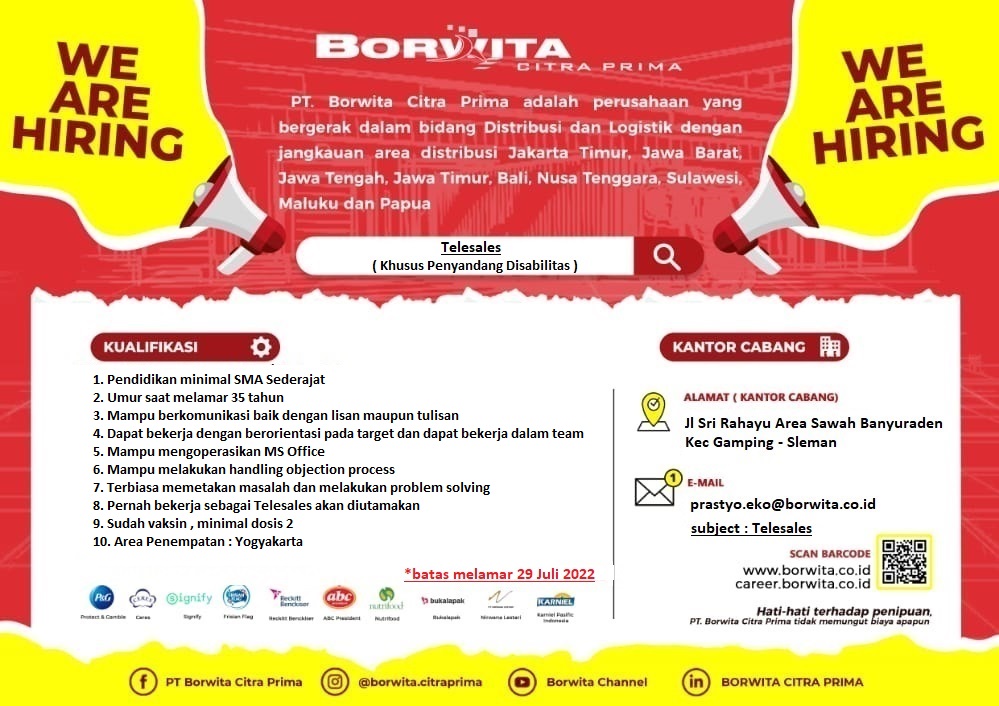 Lowongan Kerja Telesales - Collector - Sales Taking Order - Sales ...