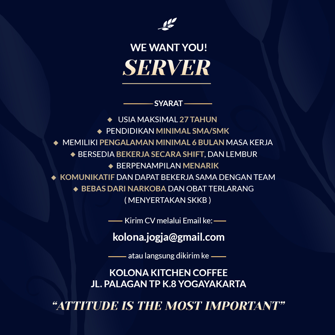 Lowongan Kerja Server - Patissier di Kolona Kitchen & Coffee ...
