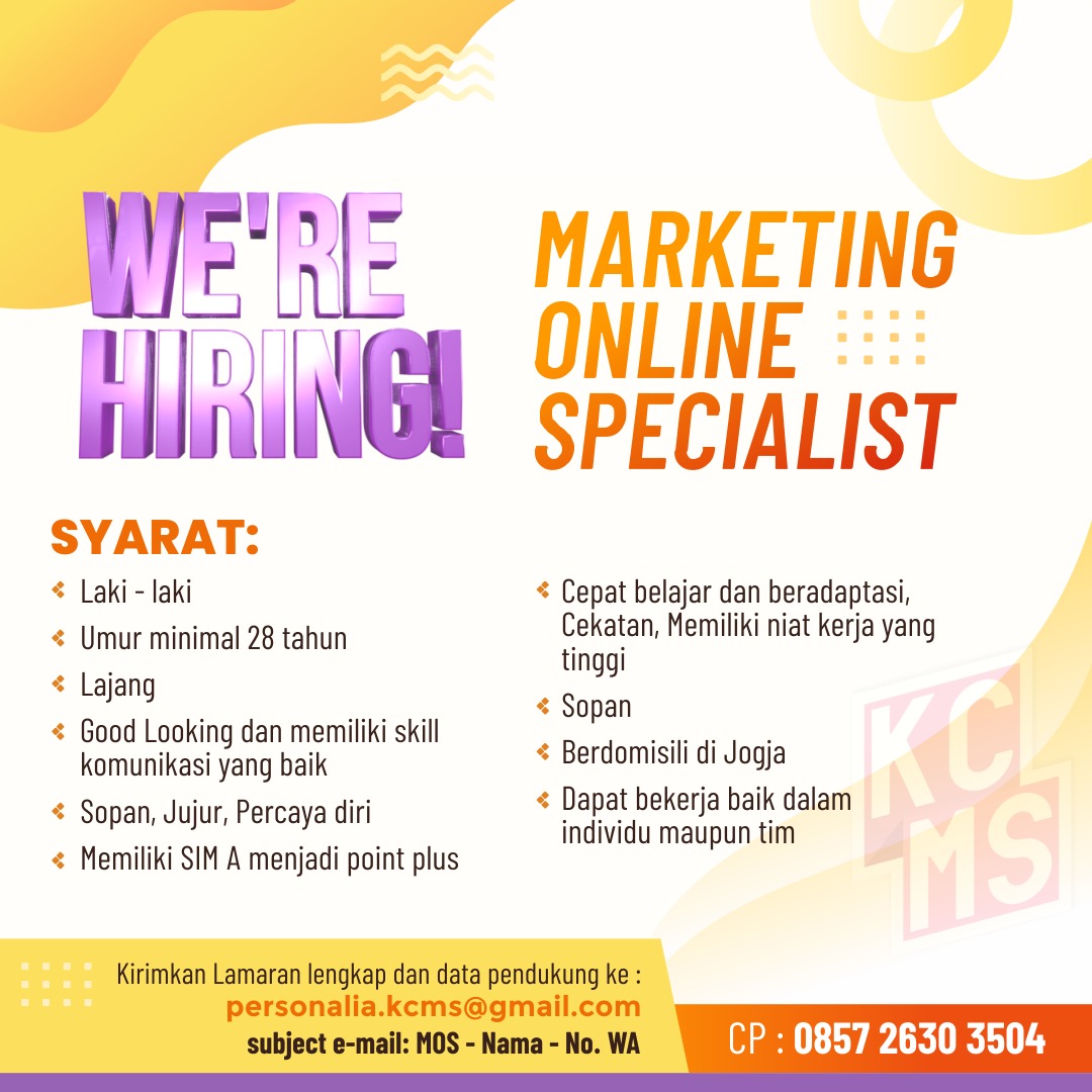 Lowongan Kerja Marketing Online Specialist - Content Creator ...