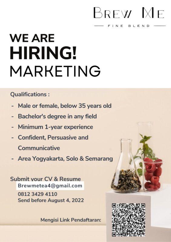 Lowongan Kerja Marketing di Brew Me Tea - LokerJogja.ID