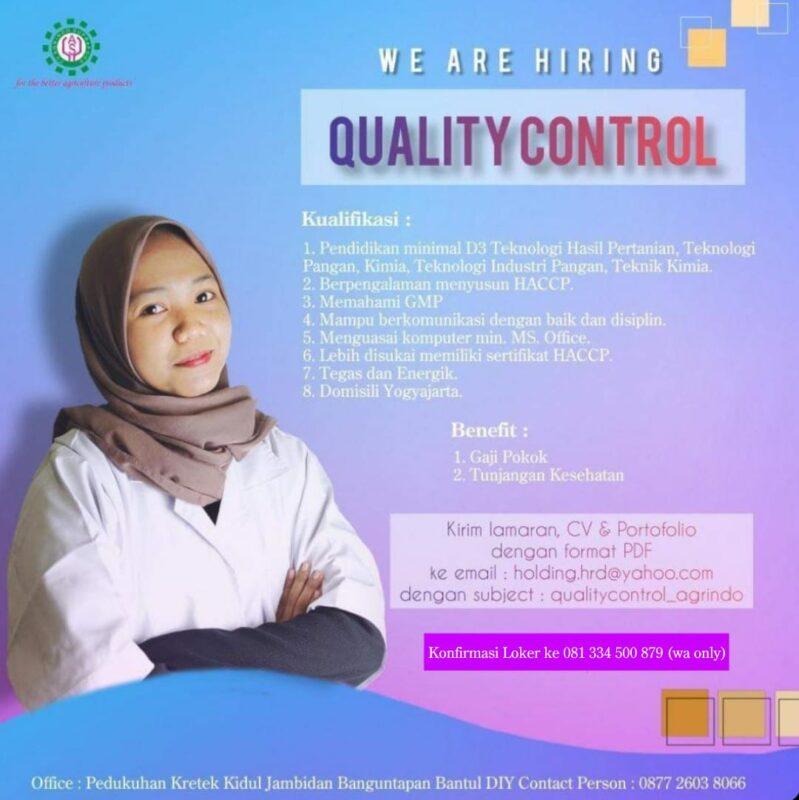 Lowongan Kerja Quality Control/ Quality Assurance di CV. Agrindo ...