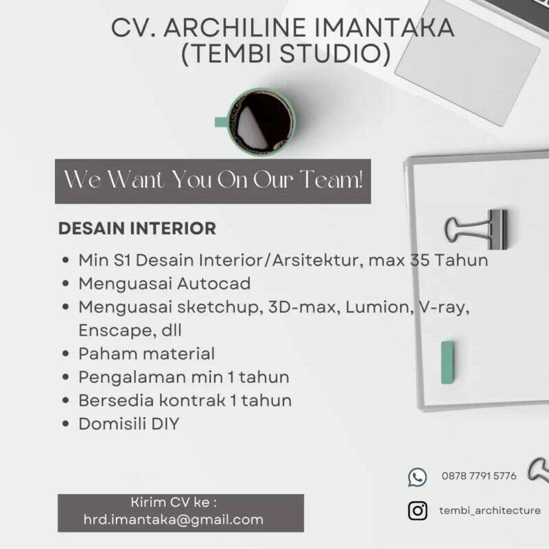 Lowongan Kerja Desain Interior di CV. Archiline Imantaka (Tembi Studio ...
