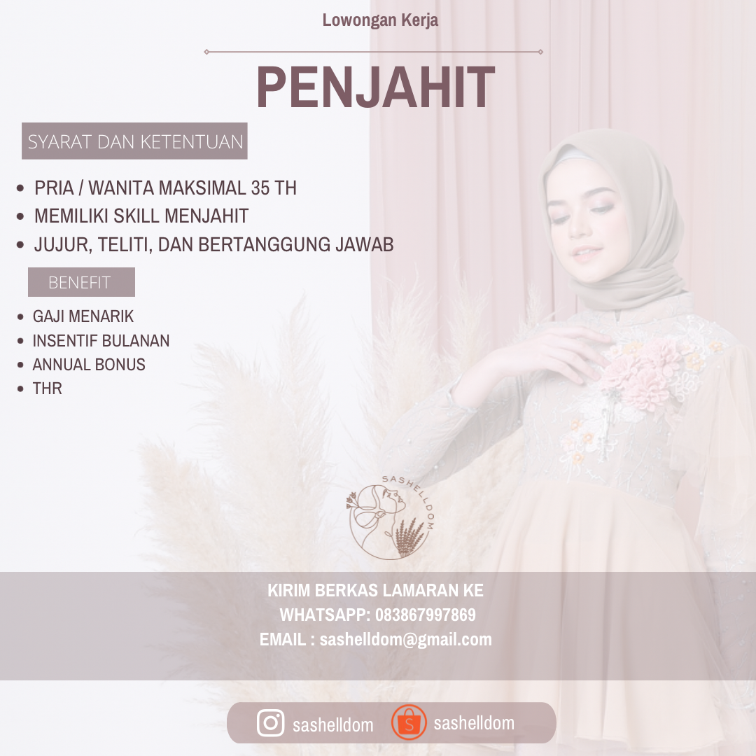 Lowongan Kerja Penjahit di Sashelldom - LokerJogja.ID