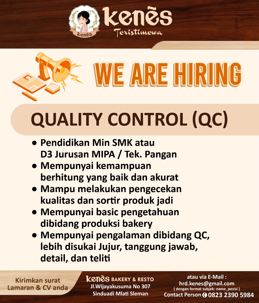 Lowongan Kerja Quality Control (QC) di Kenes - LokerJogja.ID