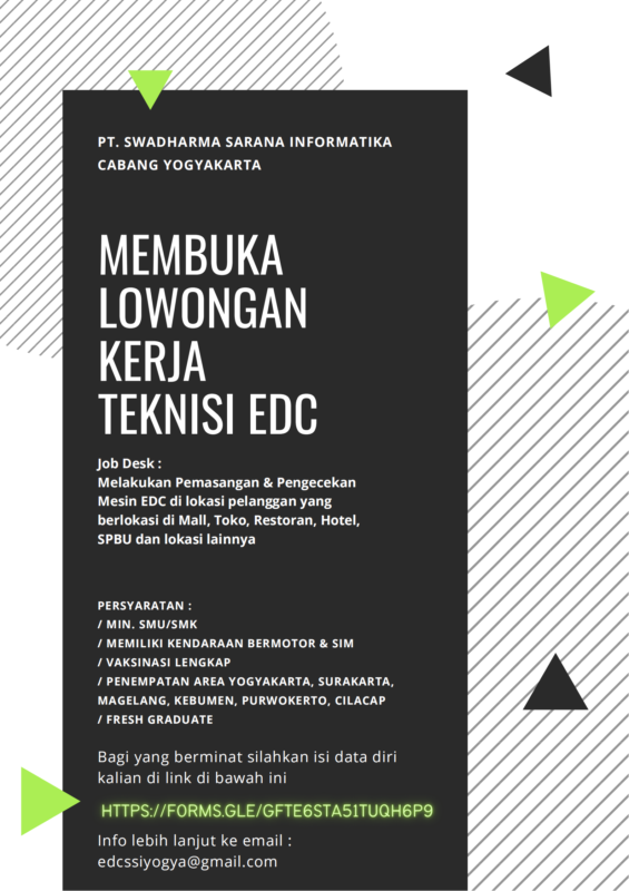 Lowongan Kerja Teknisi EDC di PT. Swadharma Sarana Informatika Cabang ...