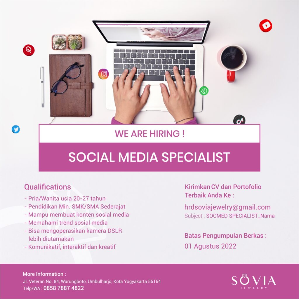 Lowongan Kerja Social Media Specialist/ Content Creator di PT. Sovia Dwi Karya (Sovia Jewelry ...