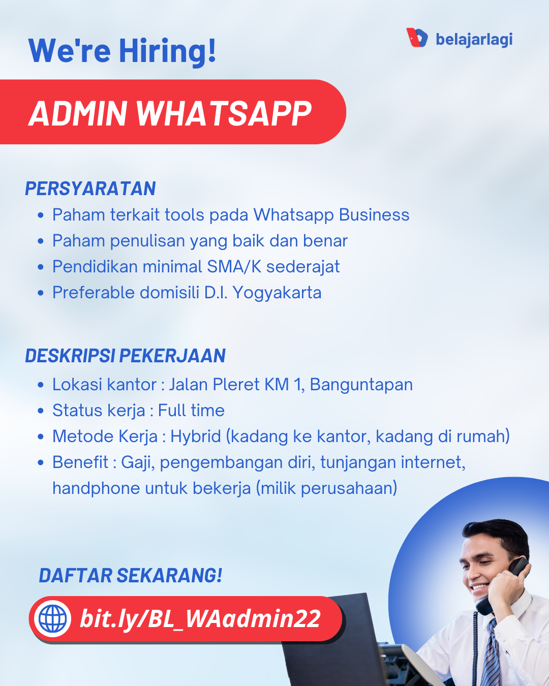 Lowongan Kerja Admin Whatsapp di Belajarlagi - LokerJogja.ID