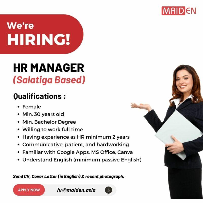 Lowongan Kerja HR Manager di Maiden Asia Teknologi - LokerJogja.ID