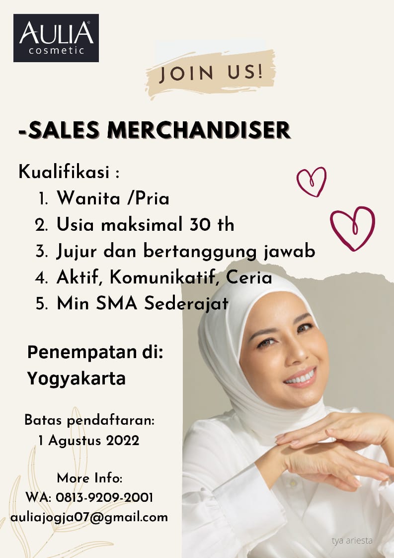 Lowongan Kerja Sales Merchandiser Area Yogyakarta di PT. Aulia Cosmetic ...