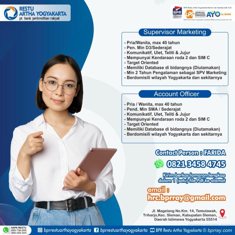 Lowongan Kerja Supervisor Marketing - Account Officer di PT. BPR Restu Artha Yogyakarta ...