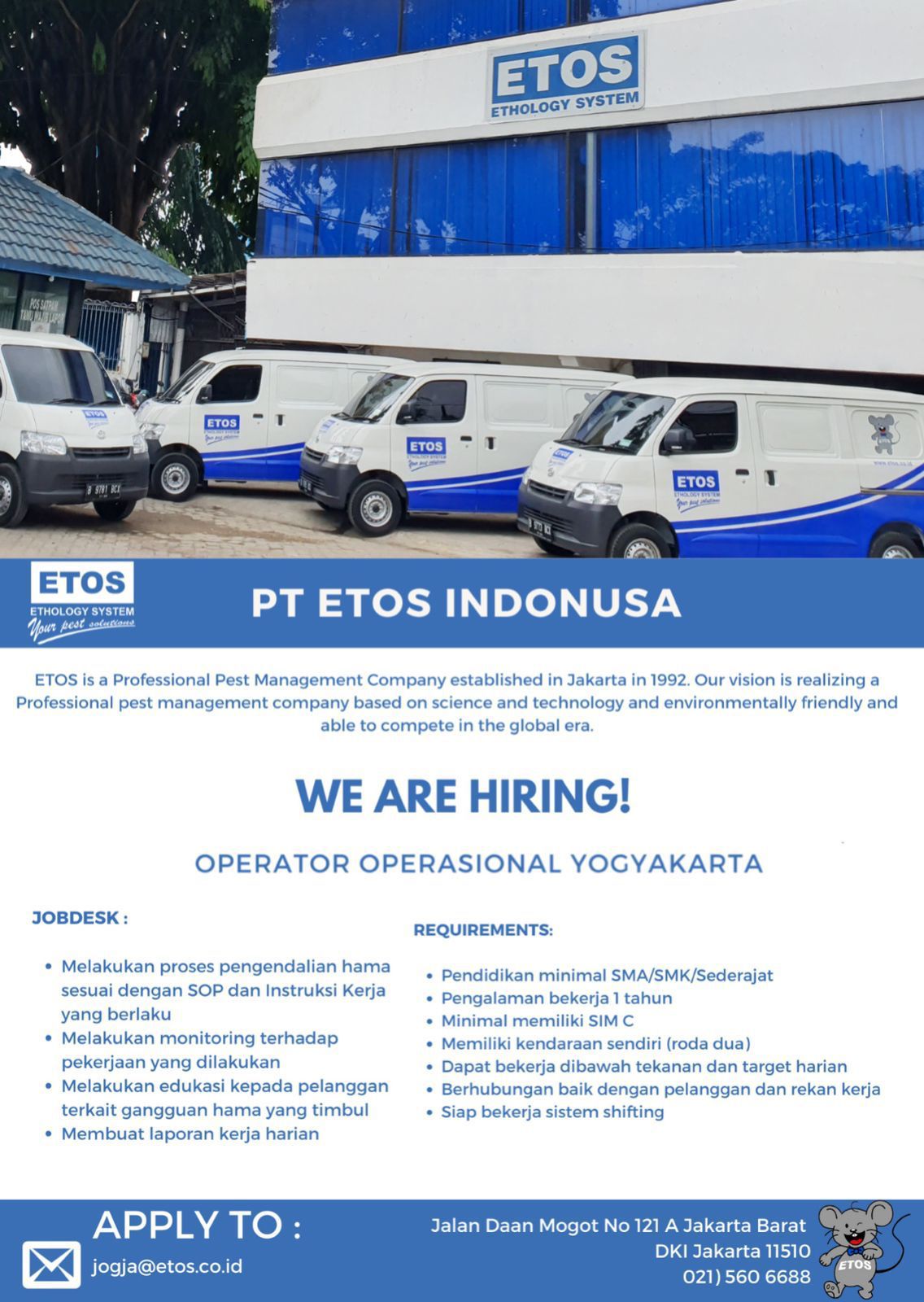 Lowongan Kerja Operator Operasional Yogyakarta di PT. ETOS Indonusa ...
